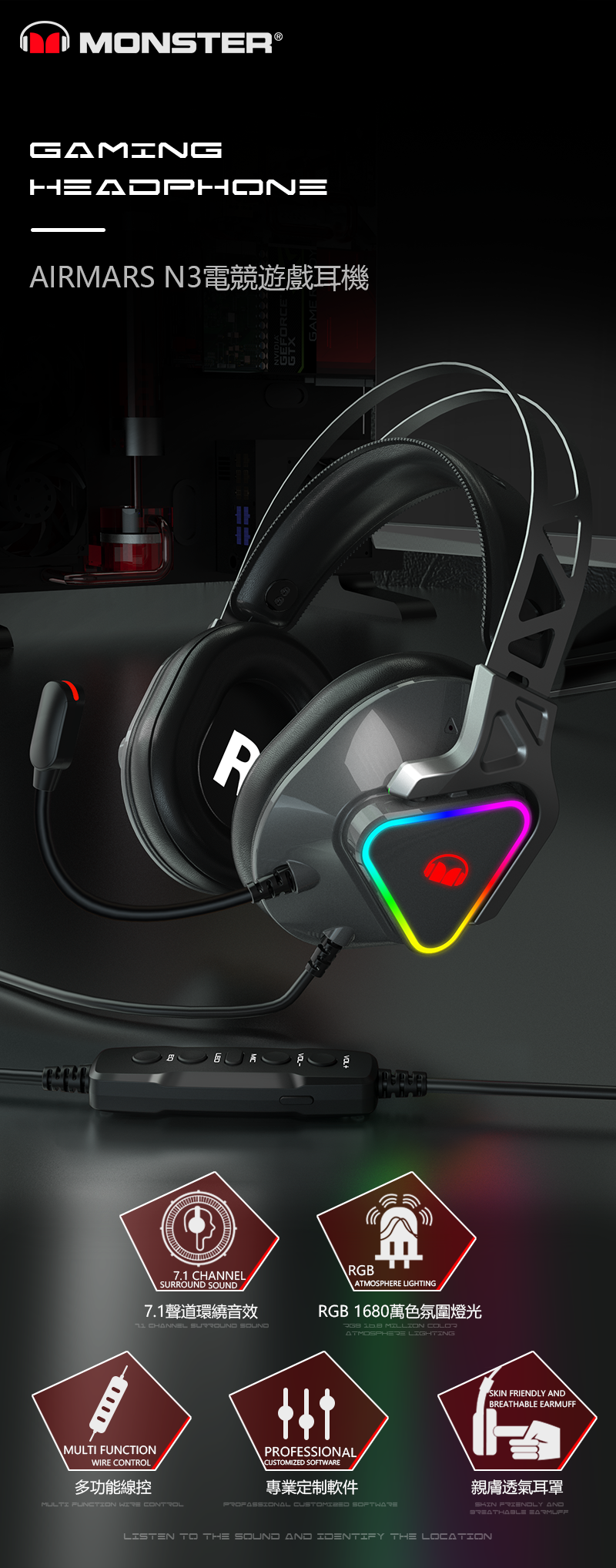 MONSTER AIRMARS N3 USB 7.1 電競耳機 – Signeo Design